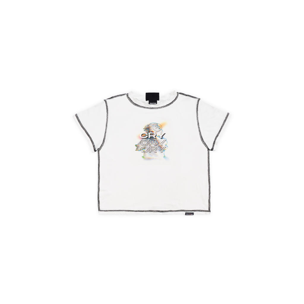 Mirror PISI Vaporwave Crop Top | White-Black | PISI STYLES